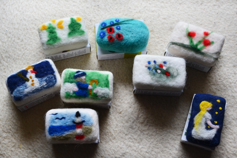Seife filzen für Freunde, weil das Adventstreffen ausfällt.